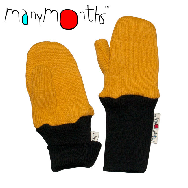 ManyMonths Natural Woollies Long Cuff Mittens, Golden Bee - MaMidea